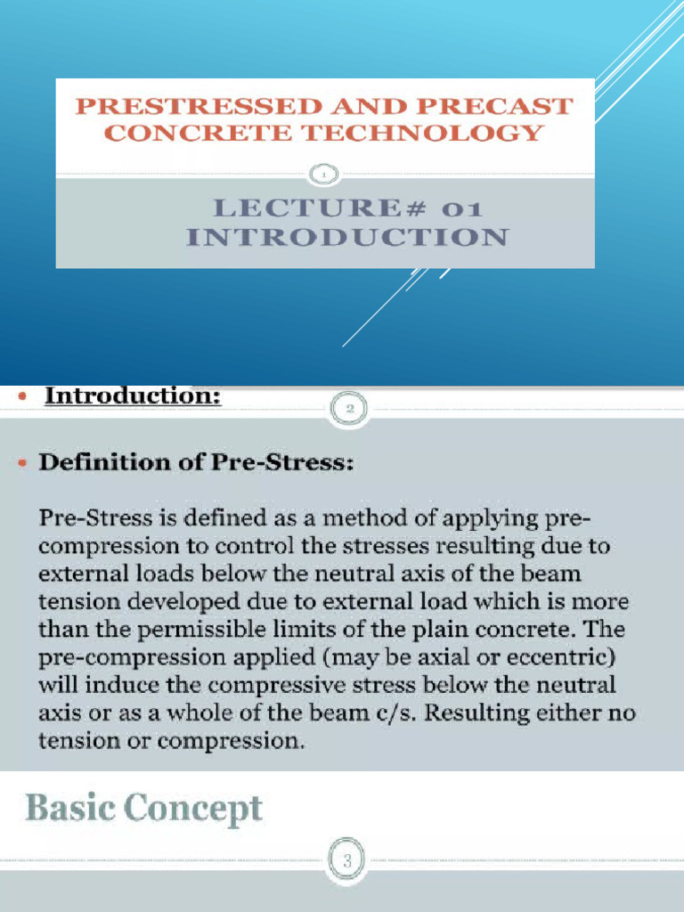 Lecture No.1 Introduction To Pre Stress and Post Stress | PDF