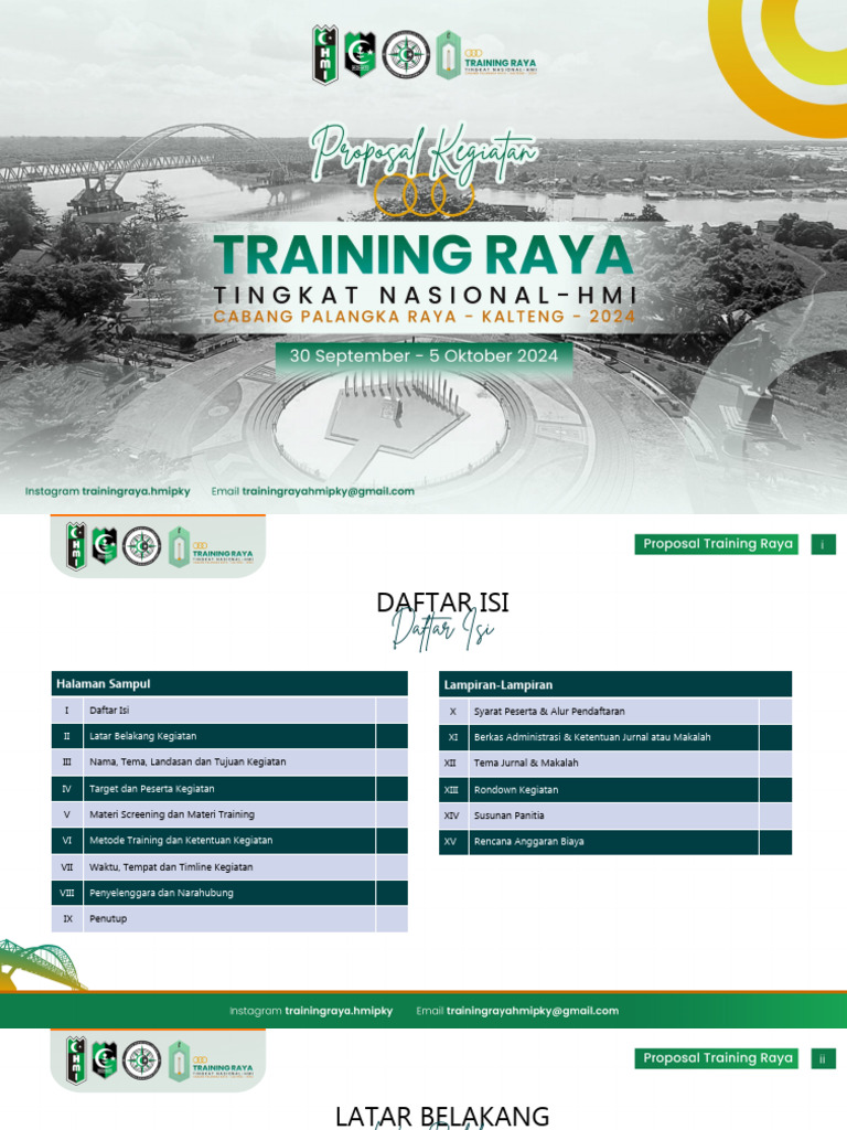 Proposal Training Raya Tingkat Nasional HMI Cabang Palangka Raya 2024 | PDF
