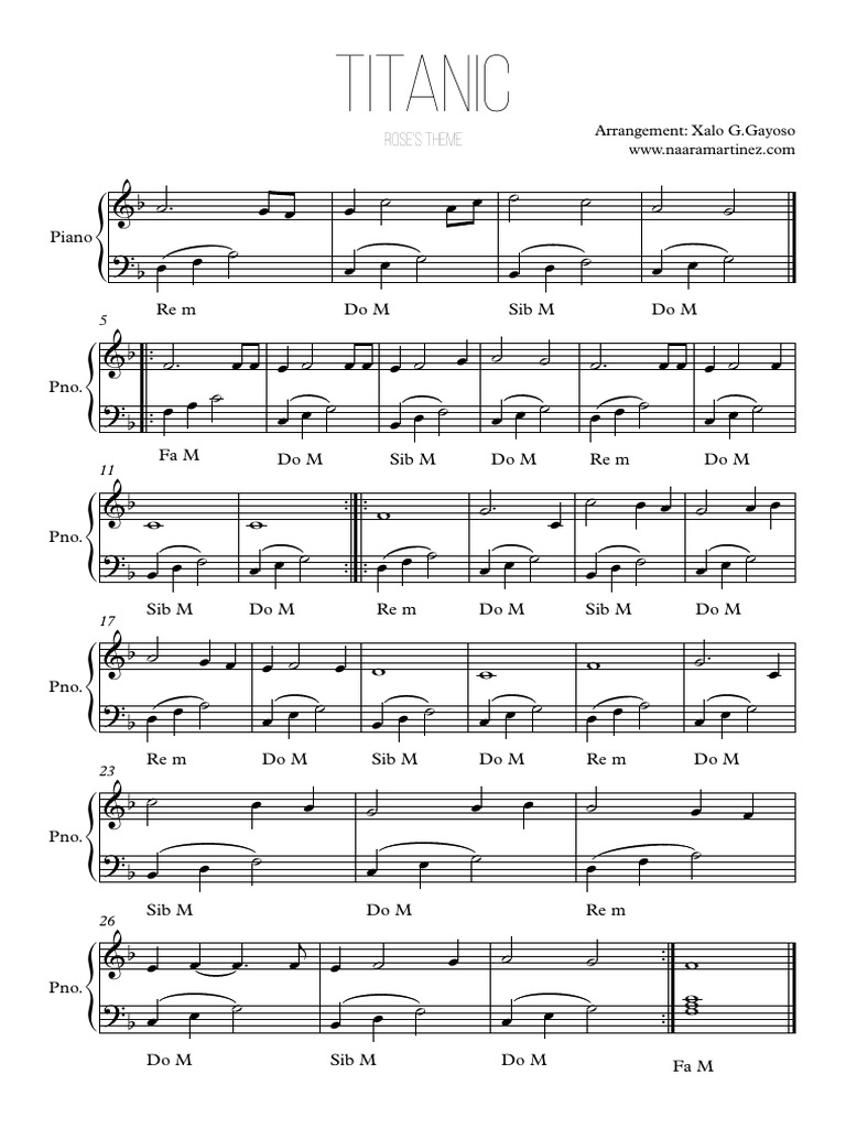 Titanic Piano Score With Notes | PDF
