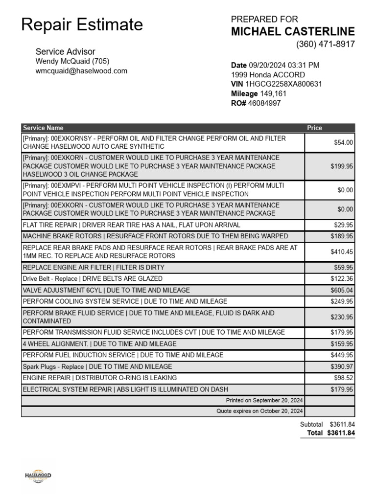 Repair Estimate | PDF
