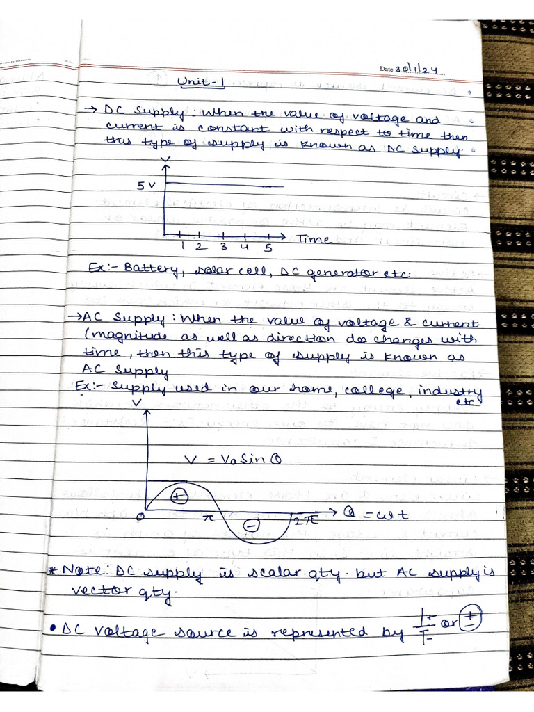 Electrical Notes Unit 1 and 2 Handwritten | PDF