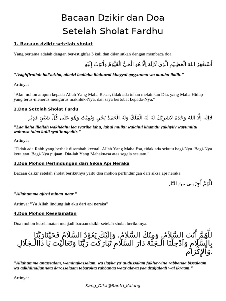 Bacaan Dzikir Dan Doa | PDF