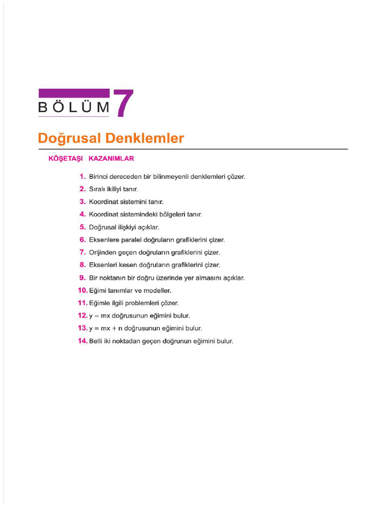 Karekok Yayinlari MPS 8. Sinif - Dogrusal Denklemler 07 | PDF
