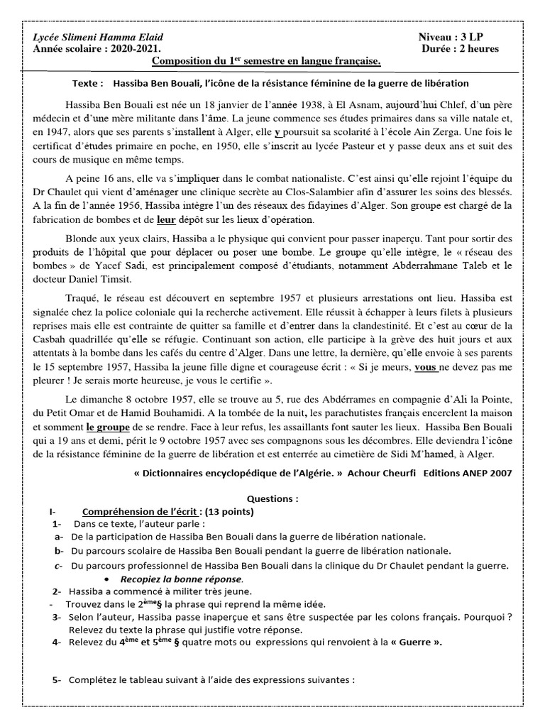 Dzexams 3as Francais 1563656 | PDF