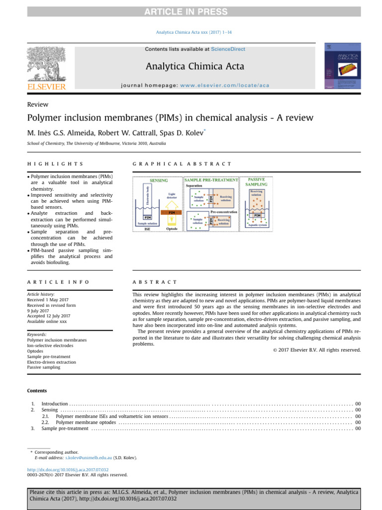 PIMs in Analytical Chemistry Review | PDF | Carbon Nanotube | Science ...