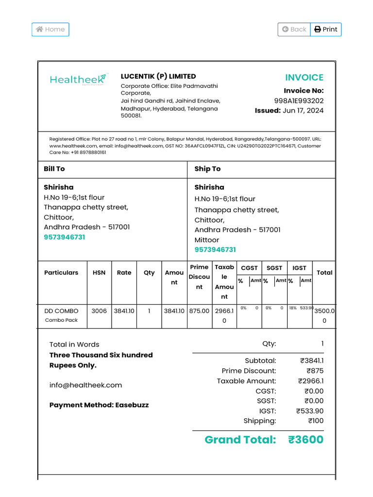 Order Invoice | PDF