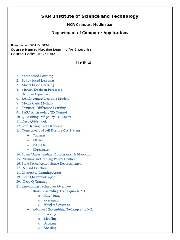 ML Unit 4 Notes | PDF