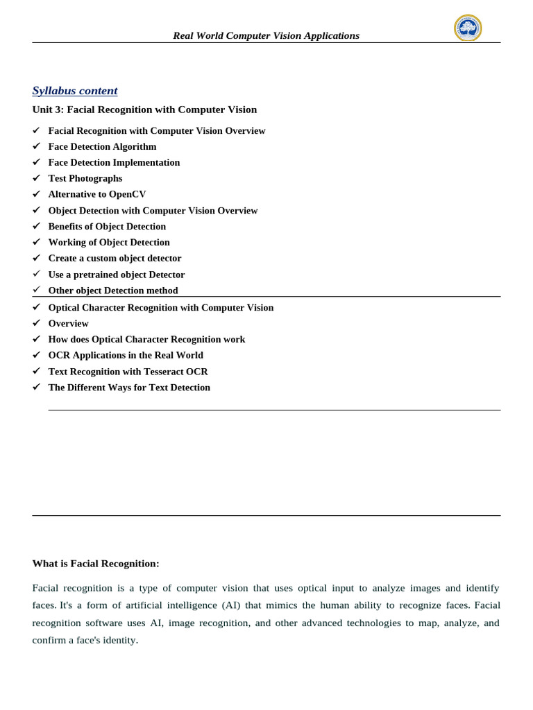 Computer Vision Unit 3 Pdf