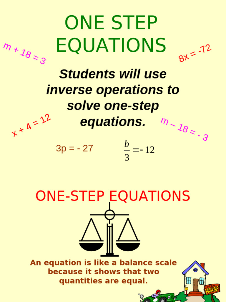 One Step Equations Powerpoint | PDF