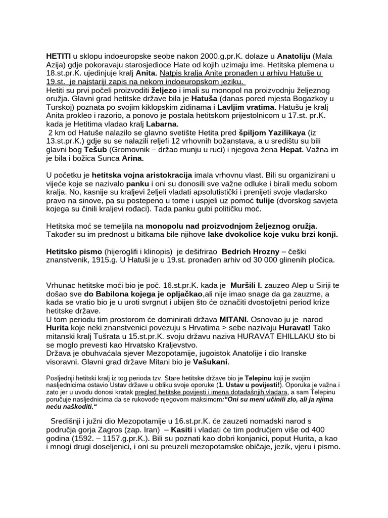 Hetiti, Mitani, Asirija | PDF