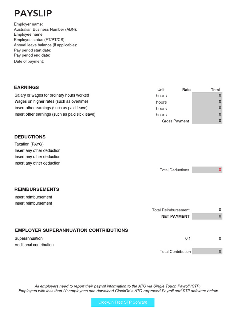 Australian Payslip Generator Template | PDF