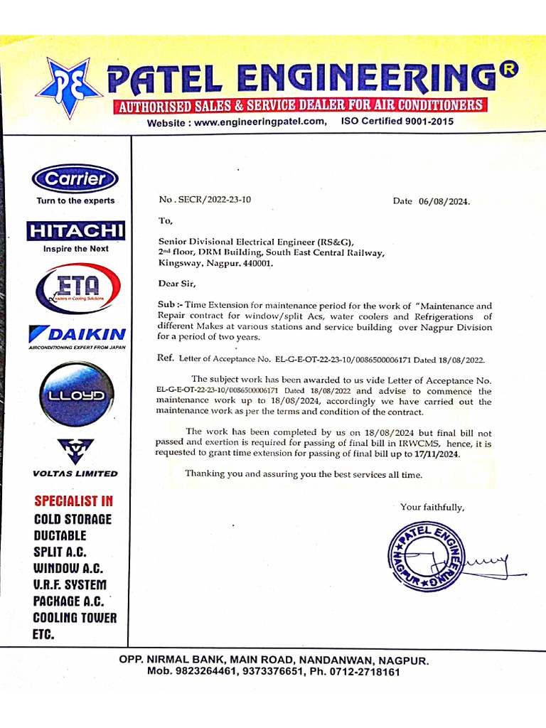 Railway Extension Letter | PDF