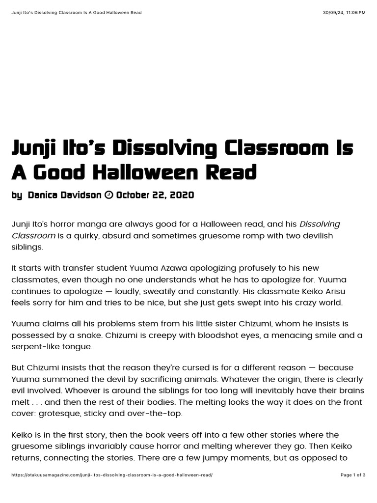 Junji Ito's Dissolving Classroom Is A Good Halloween Read | PDF