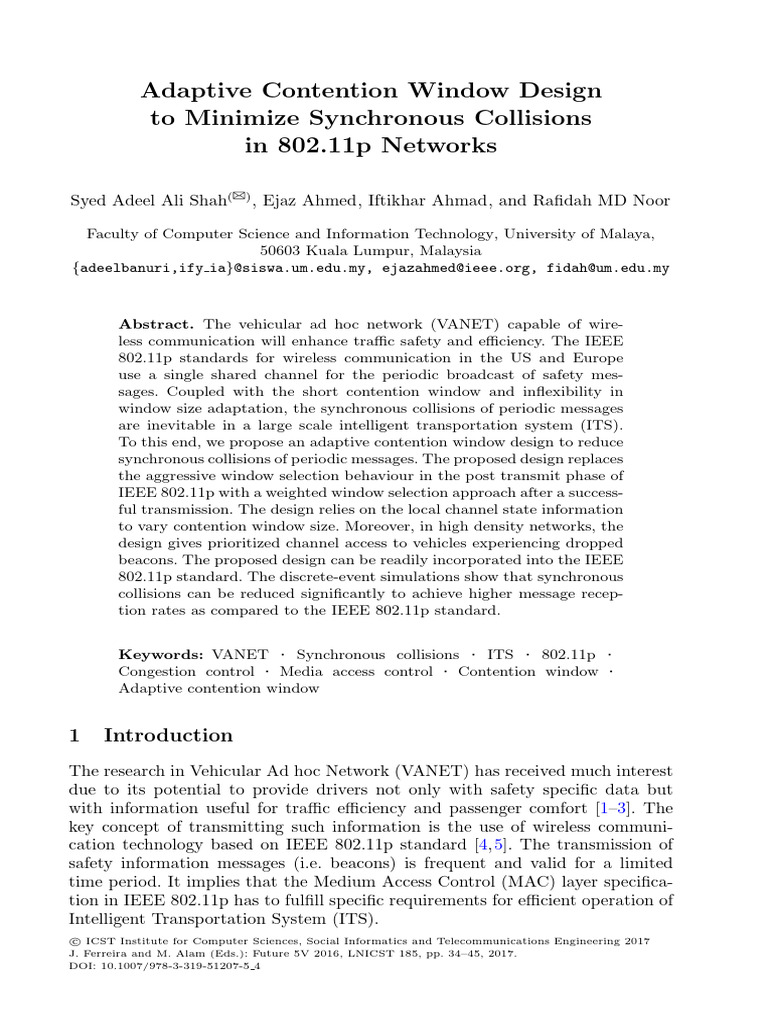 Adaptive Contention Window Design | PDF