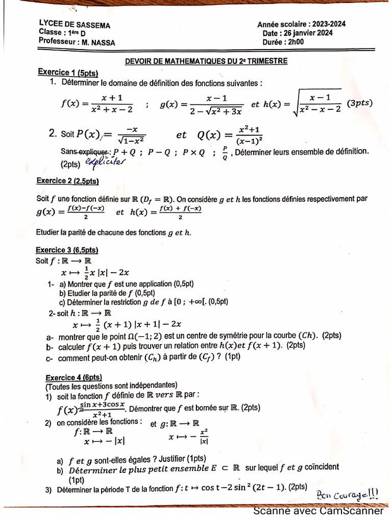 Dev 1D+Corrigé | PDF