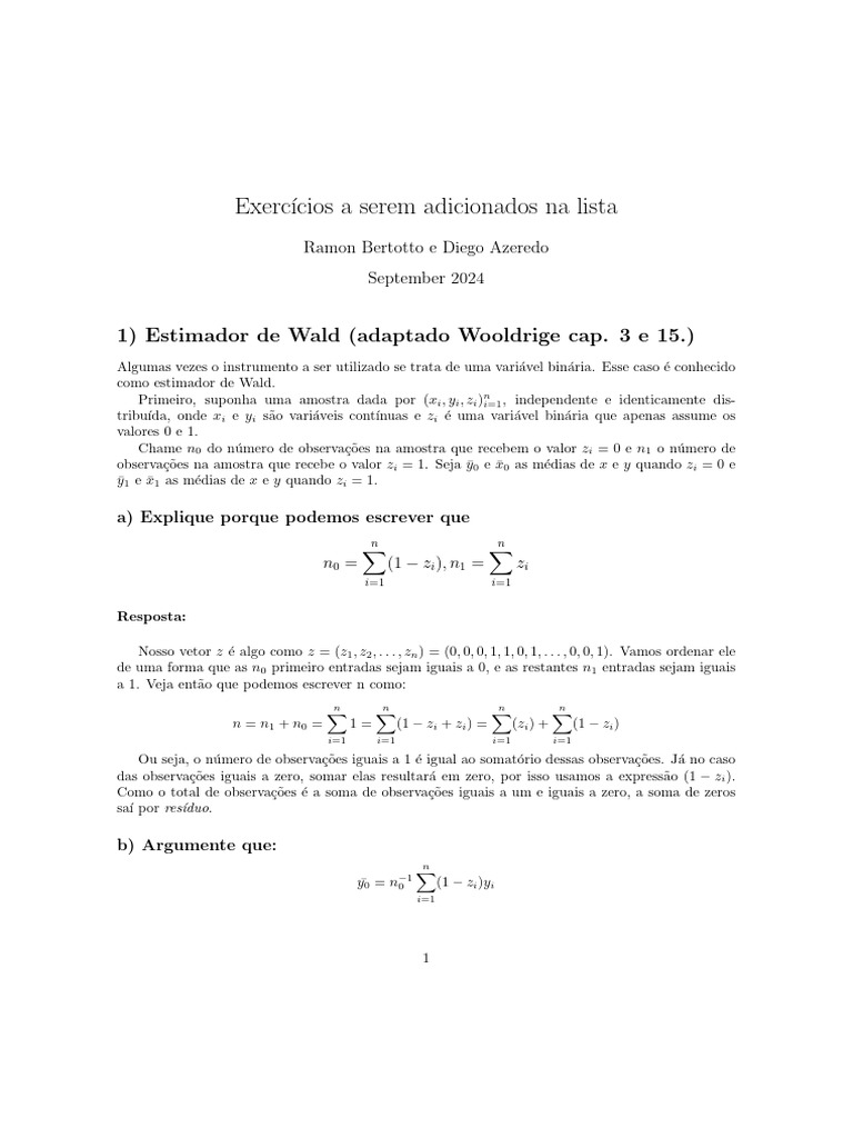 Lista 1 Complementar | PDF