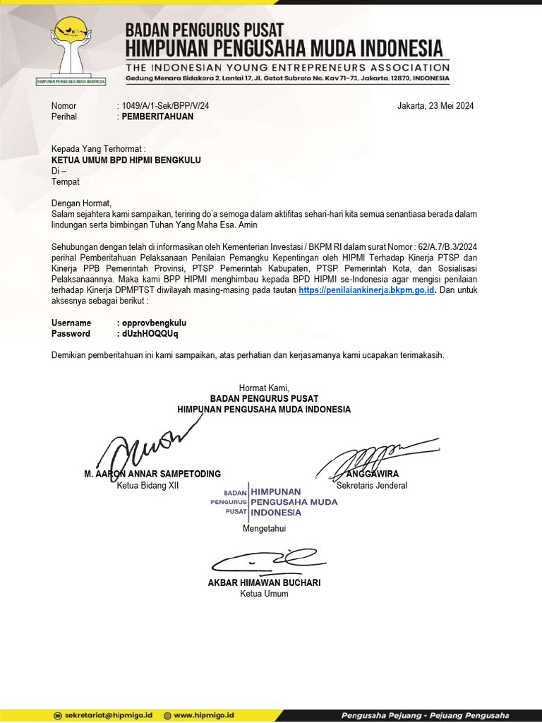 Ka. Akses Penilaian PTSP BPD Hipmi Bengkulu | PDF Ka. Akses Penilaian PTSP BPD Hipmi Bengkulu | PDF