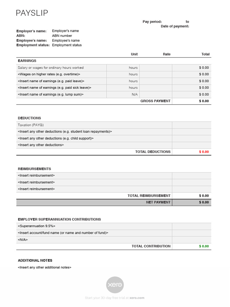 Payslip Template Au | PDF