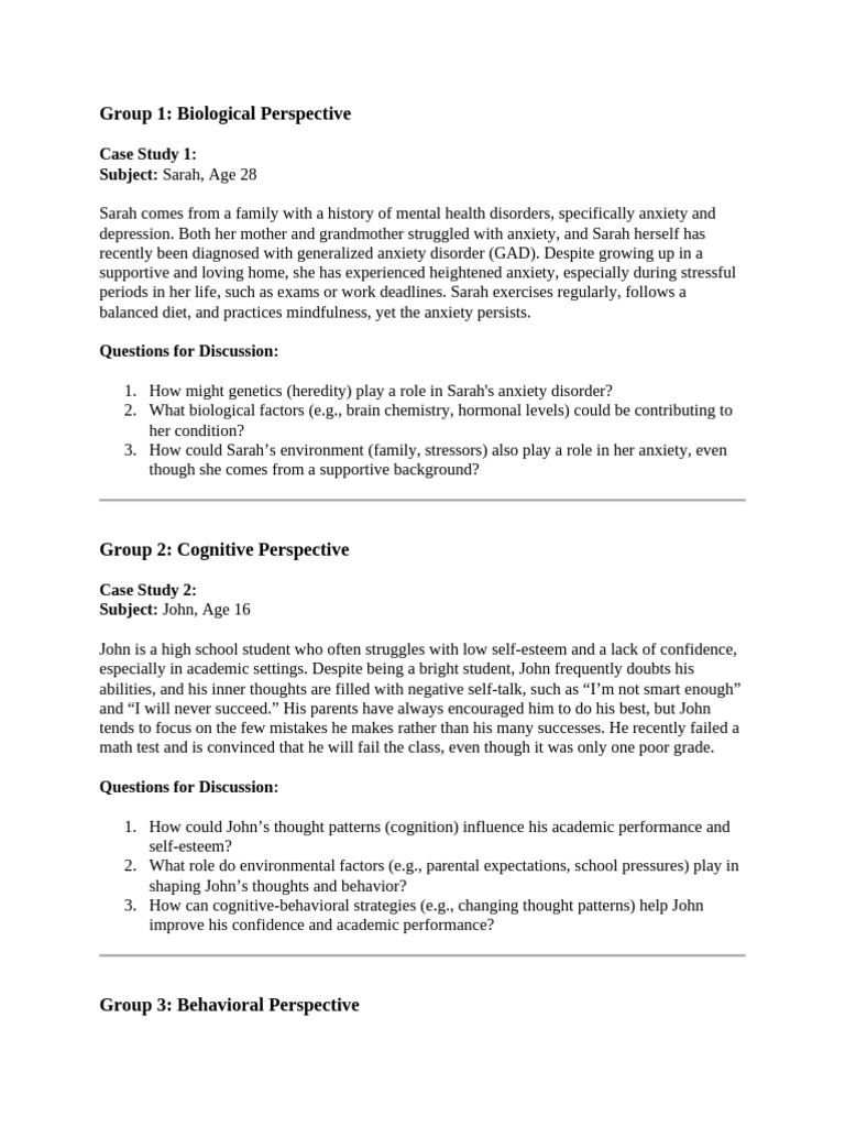 Psychological Perspective Nature Vs Nurture | PDF | Anxiety | Psychology