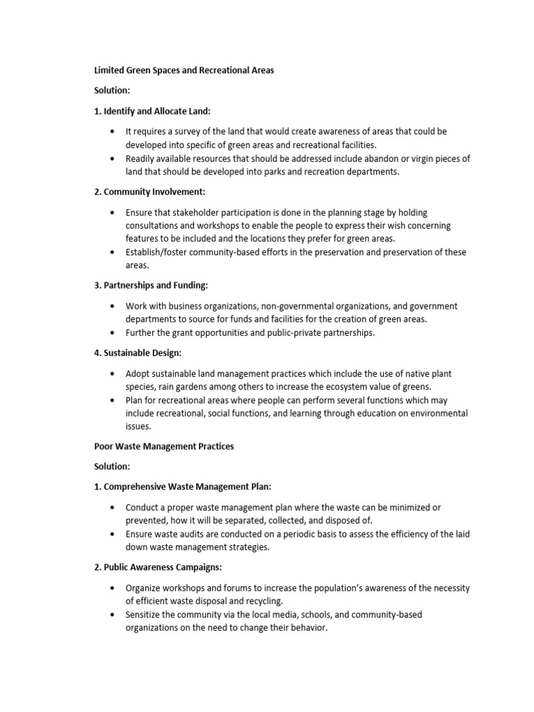 Limited Green Spaces and Recreational Areas | PDF | Waste Management ...