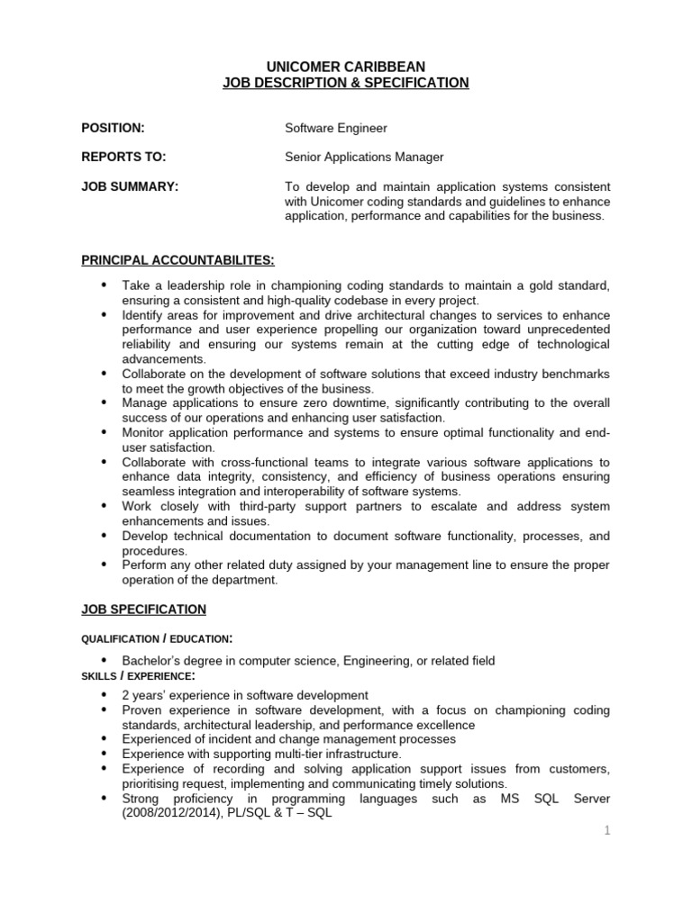 JD - Software Engineer | PDF