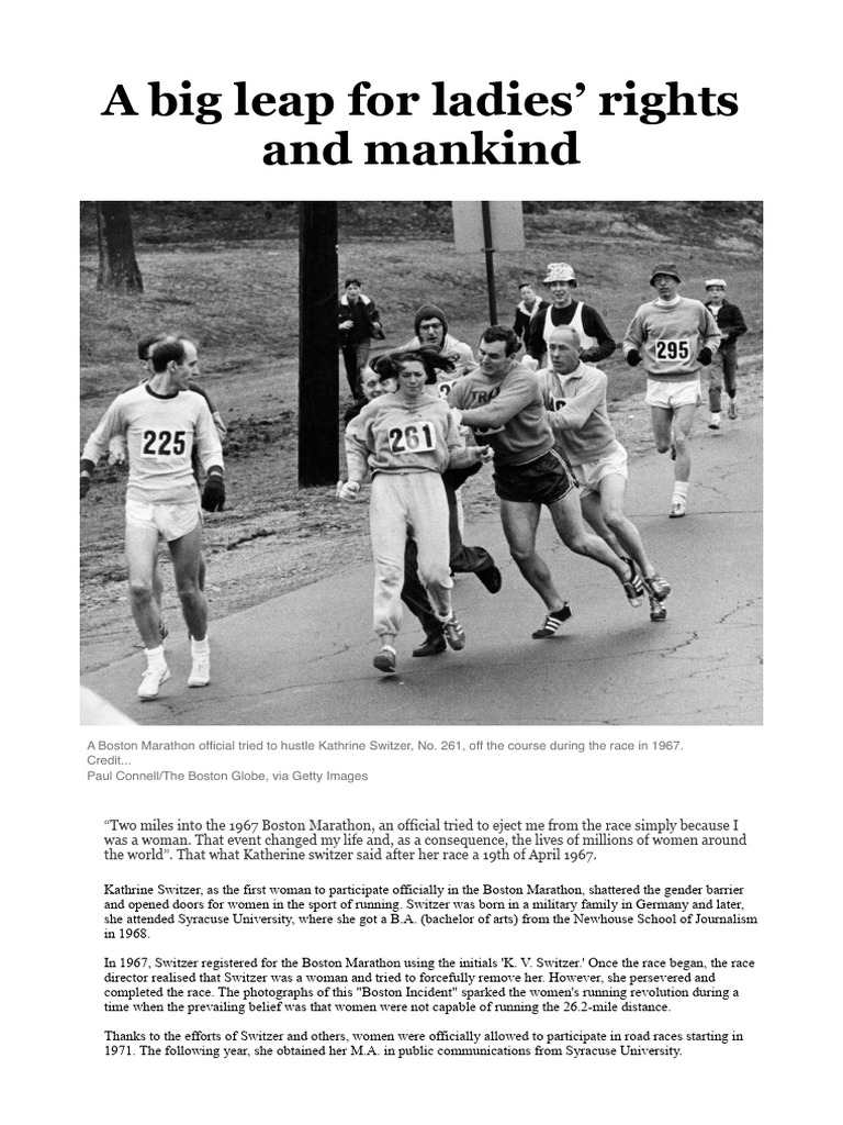 Kathrine Switzer Marathon of Boston | PDF