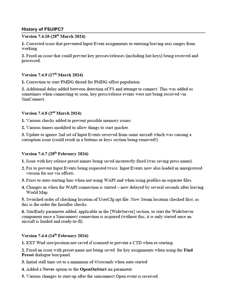 FSUIPC7 History | PDF