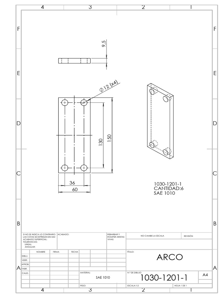 1030-1201-1 Arco: 60 36 1030-1201-1 Cantidad:6 SAE 1010 | PDF