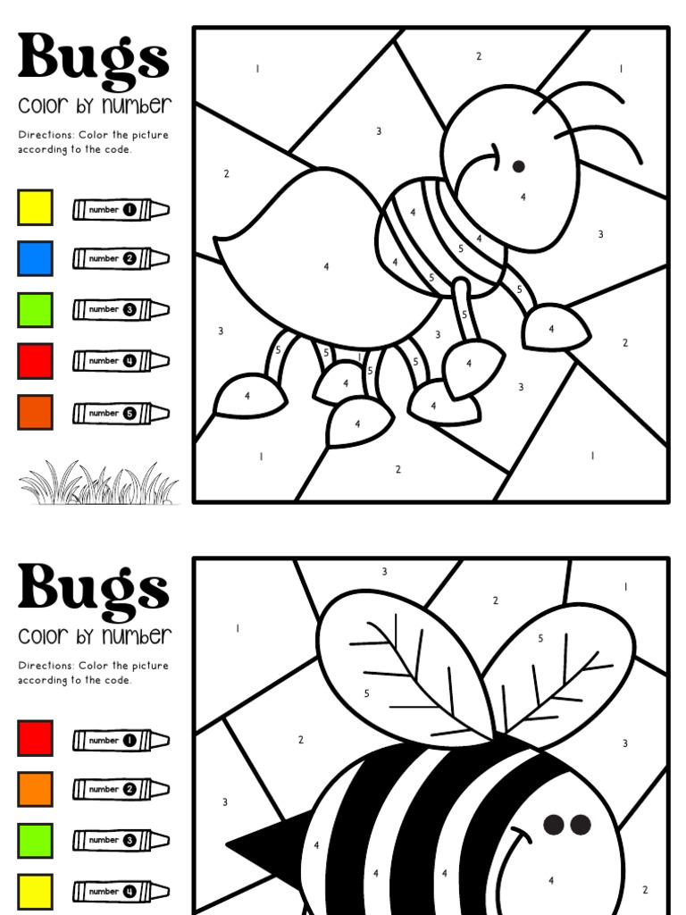 Insect Color by Number Coloring Pages | PDF