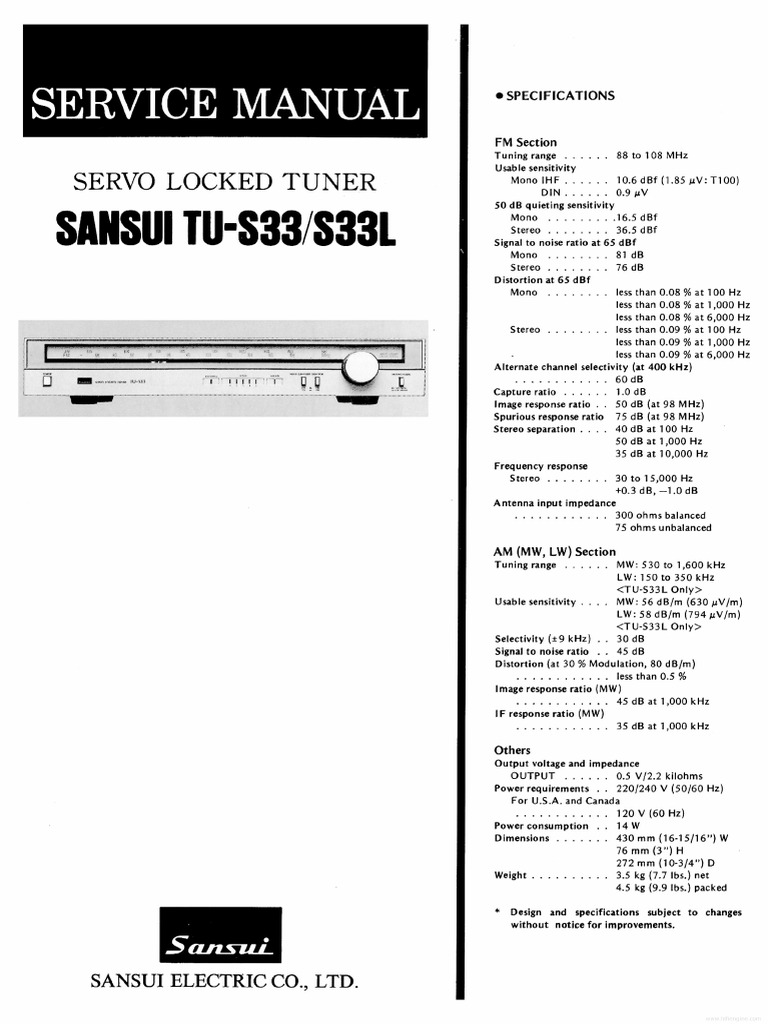 Tuner Sansui TU-S33 | PDF
