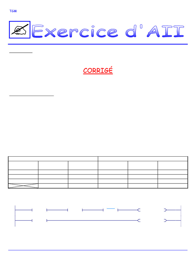 Programmation Ladder Corrige Pdf
