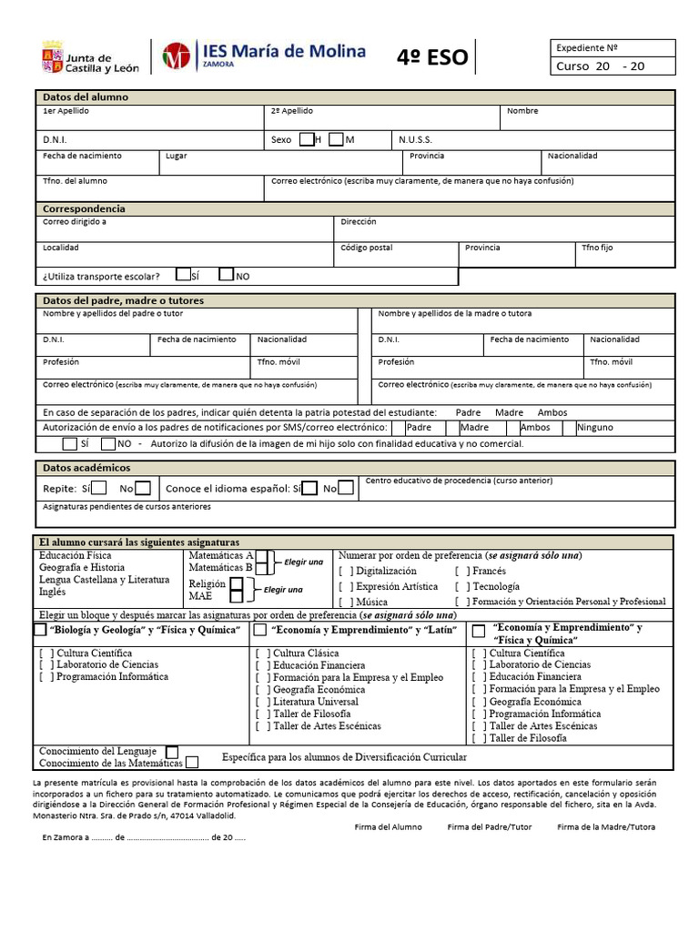 Httpiesmariademolina - Centros.educa - Jcyl.essitioupload4 ESO No Bilingue PDF | PDF