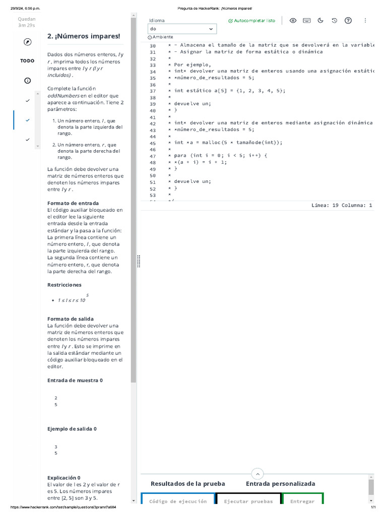 Pregunta de HackerRank - ¡Números Impares! | PDF