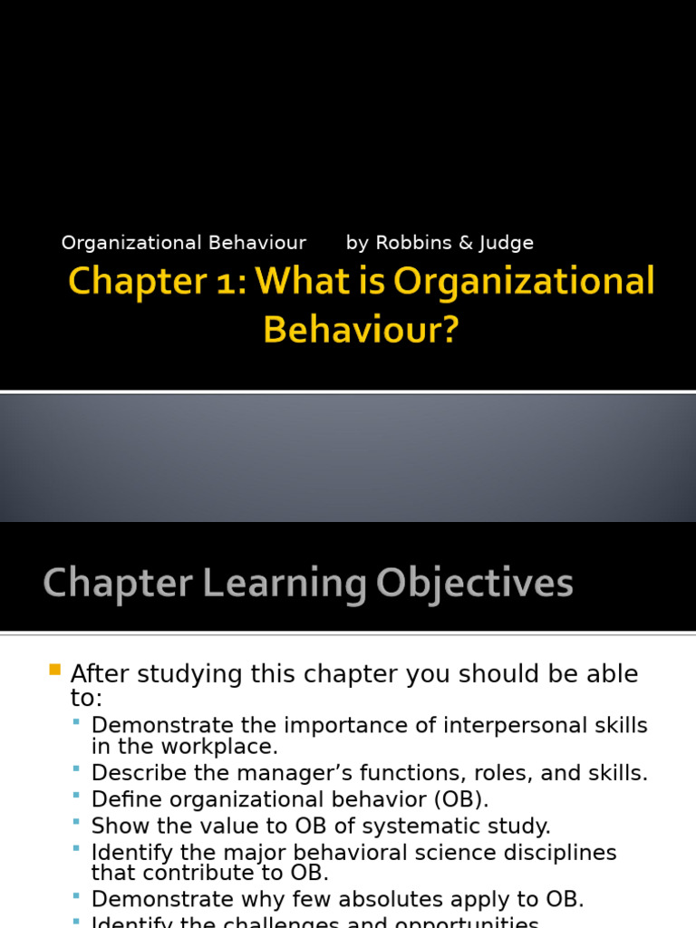 Chapter 1 - What Is Organizational Behavior 1 | PDF