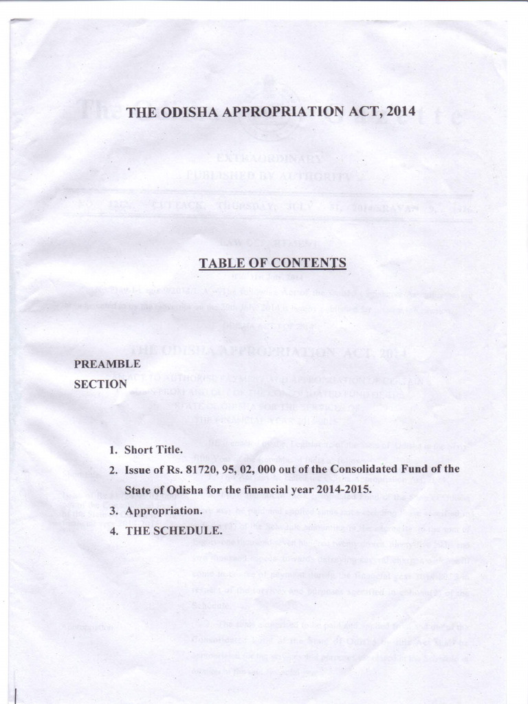 Appropriation Act | PDF