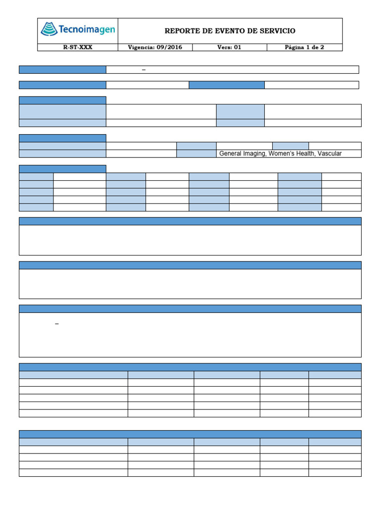 REPORTE EVENTO DE SERVICIO Clinica San Justo Brinkmann | PDF