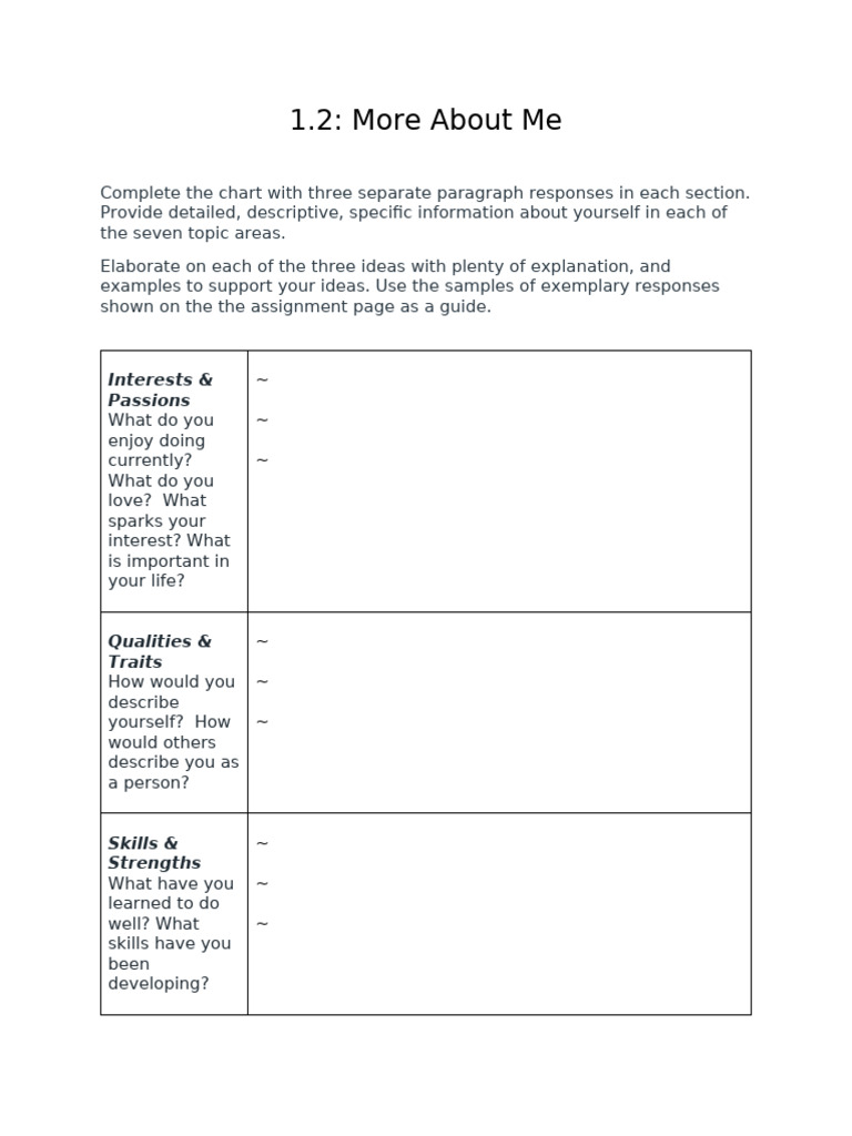 1.2 More About Me | PDF | Career & Growth | Language Arts & Discipline