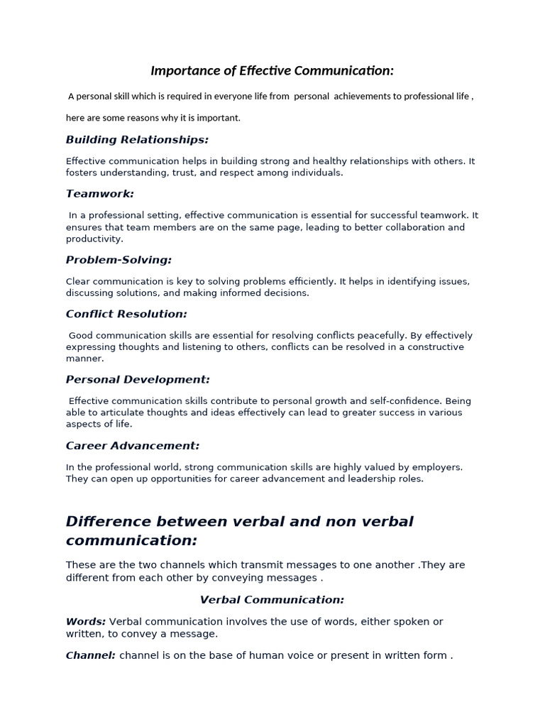 Importance of Effective Communication | PDF