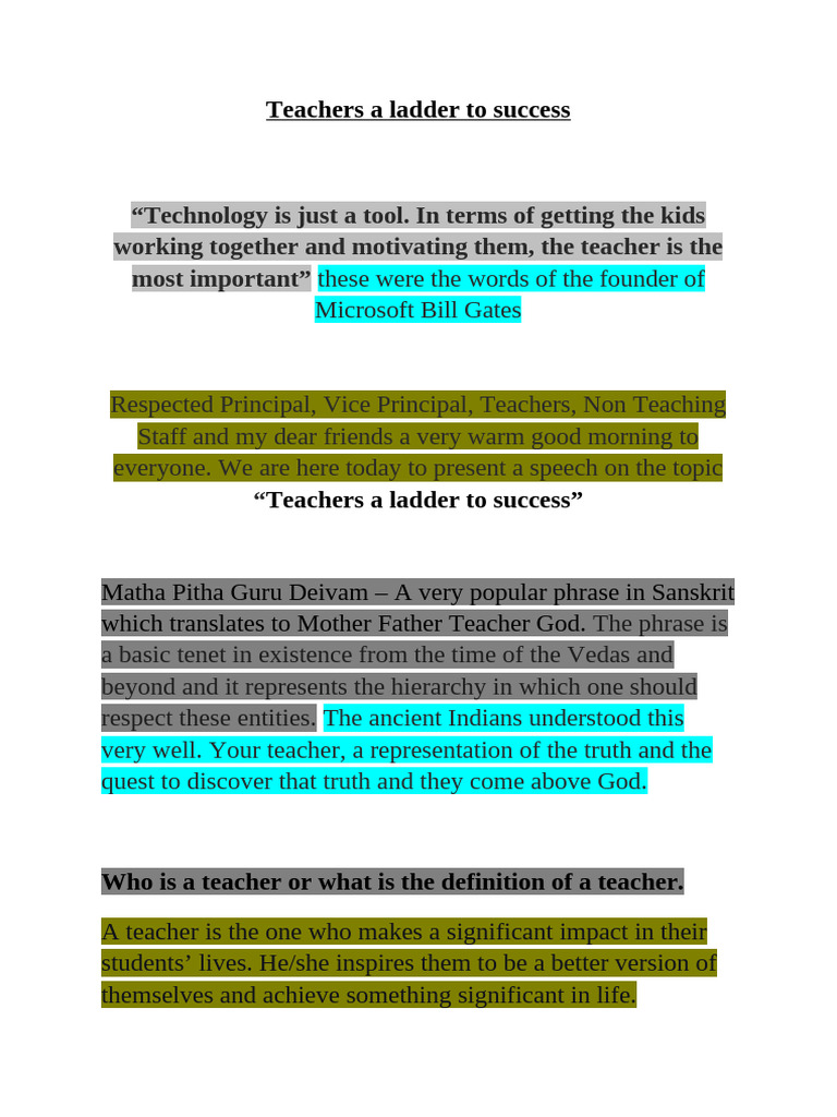 Teachers A Ladder To Success | PDF
