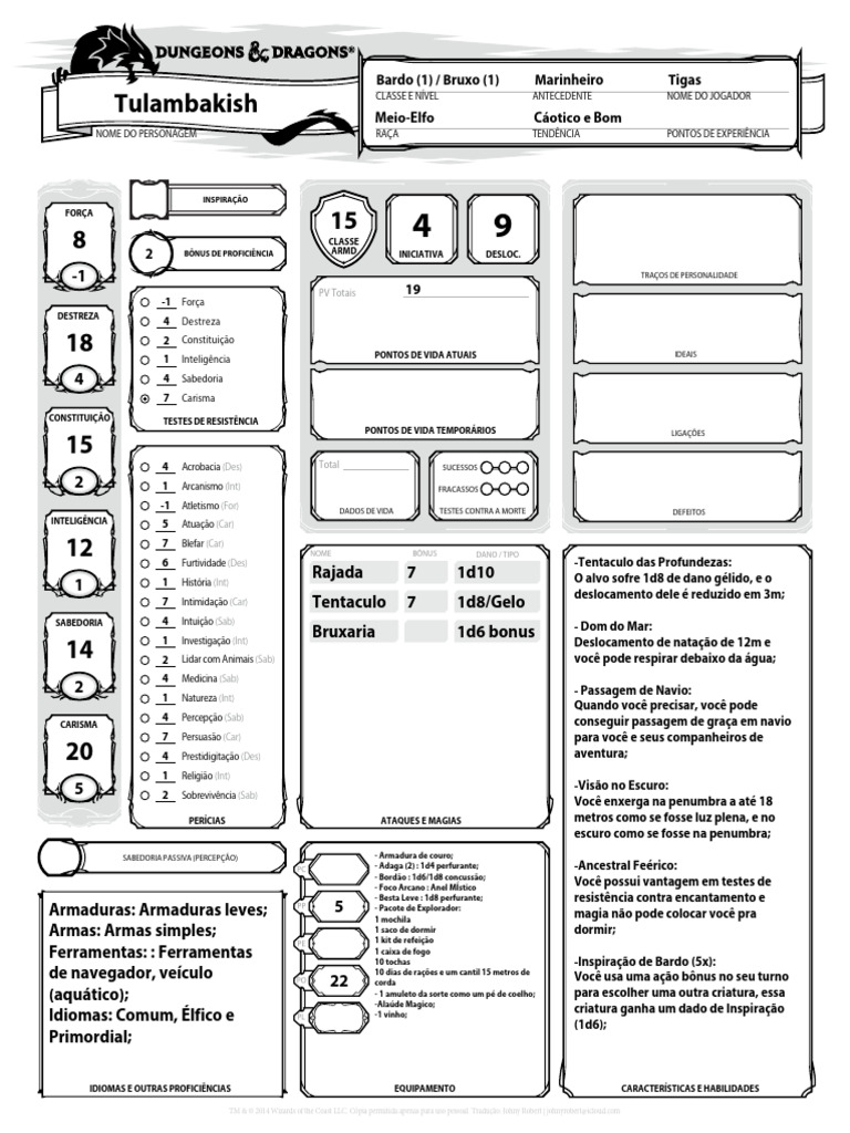 Ficha Do Bardo 2 | PDF