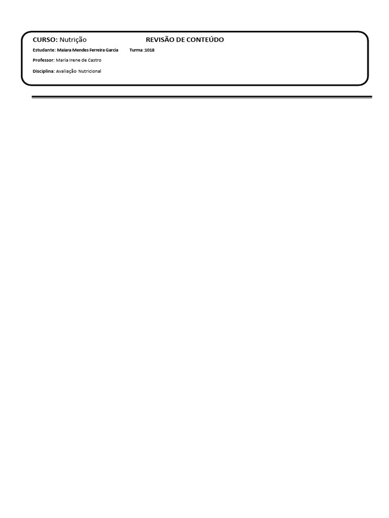 Avalia o Nutricional Exerc Cios 2 1 | PDF