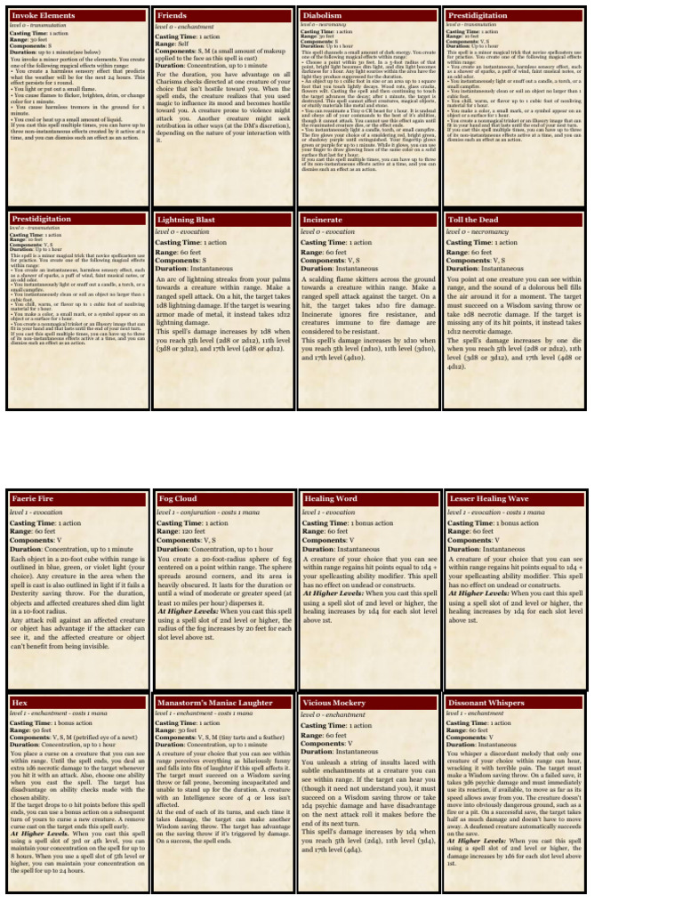 List Spells - DND 5e | PDF
