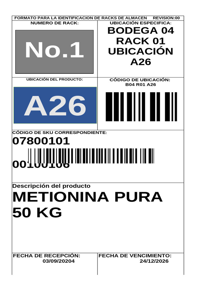 Formato de Identificacion de Rack | PDF