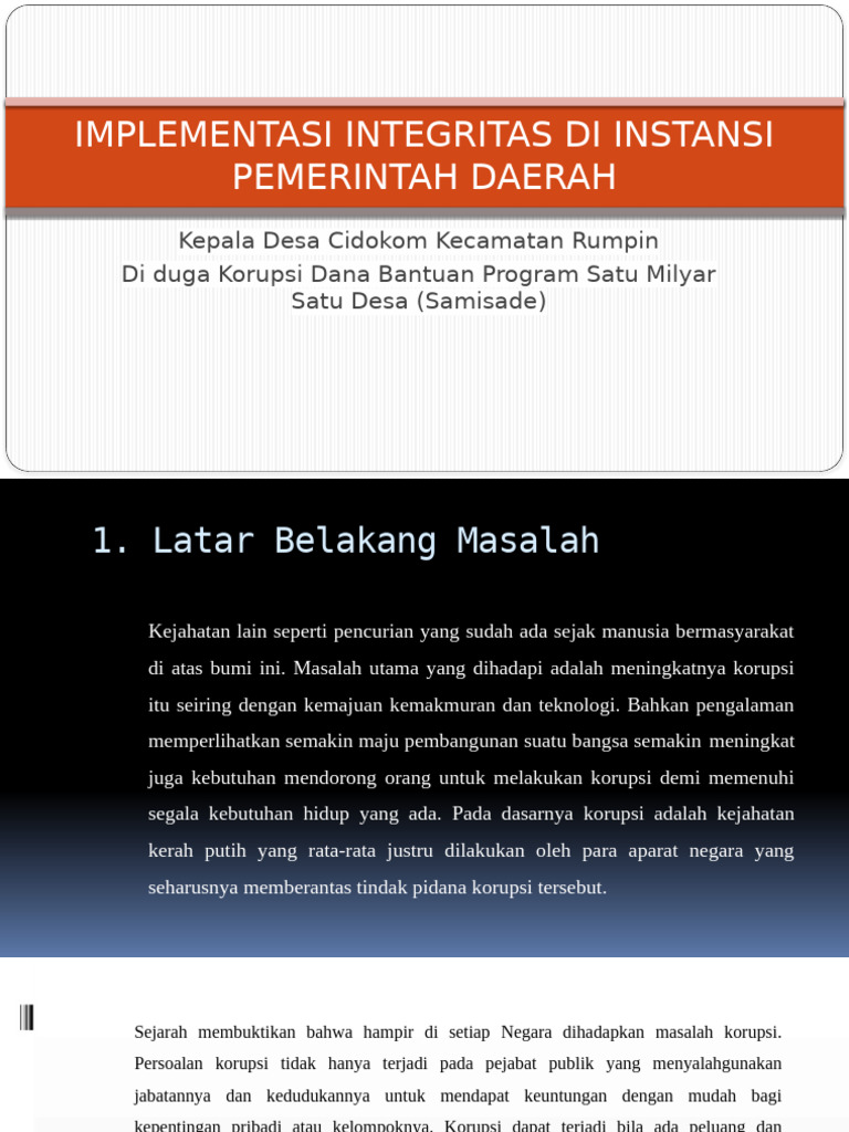 Implementasi Integritas Di Instansi Pemerintah Daerah | PDF