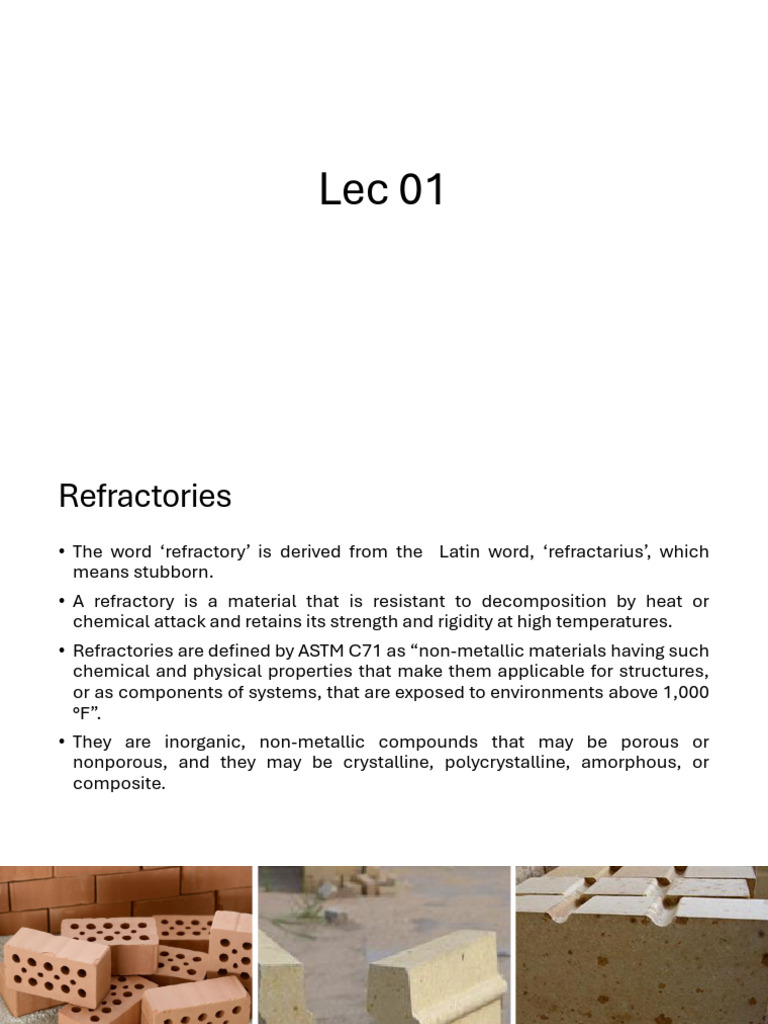 Lec 01 | PDF | Refractory | Technology & Engineering