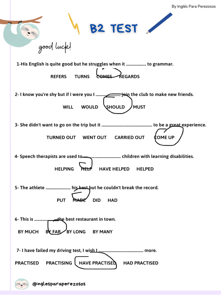 B2 TEST For Brilliant Students | PDF