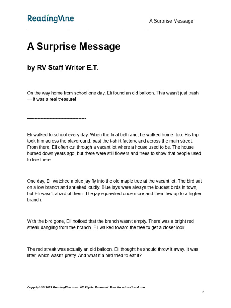 A Surprise Message Passage | PDF
