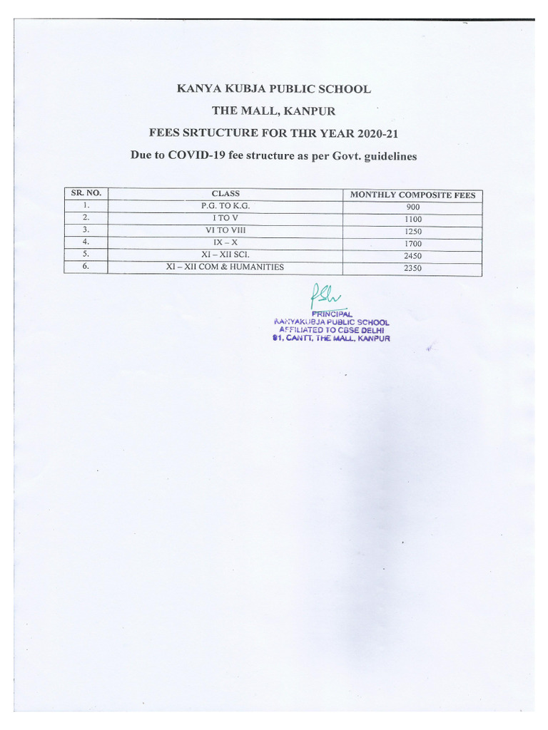 Fee Structure 2020-21 | PDF