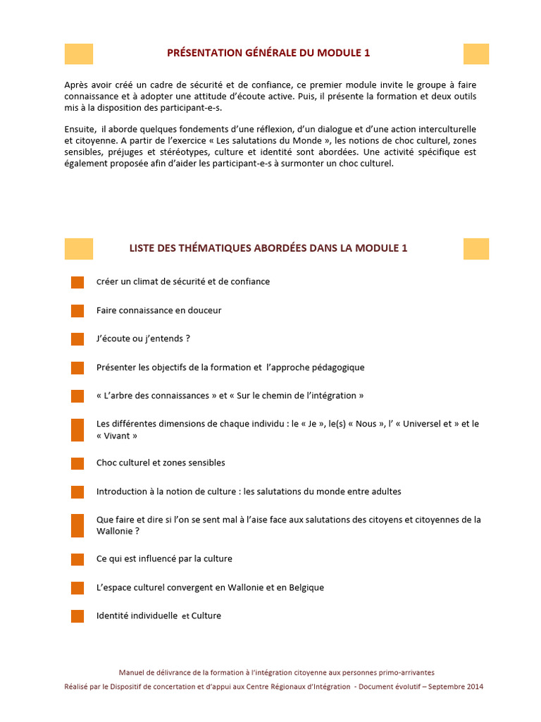 Presentation Generale Et Liste Des Thematiques Abordees Dans Le Module ...