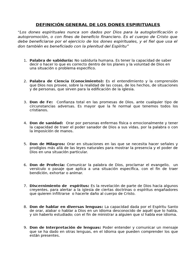 Dones Definicion General | PDF | Creencia religiosa y doctrina | Teología